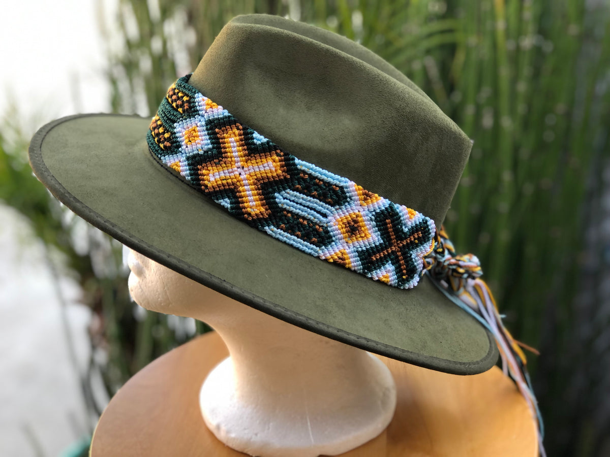 Green Fedora Hat and Embroidery Toquilla, Western Hat Green Fedora Hat and Embroidery Toquilla, Western Hat